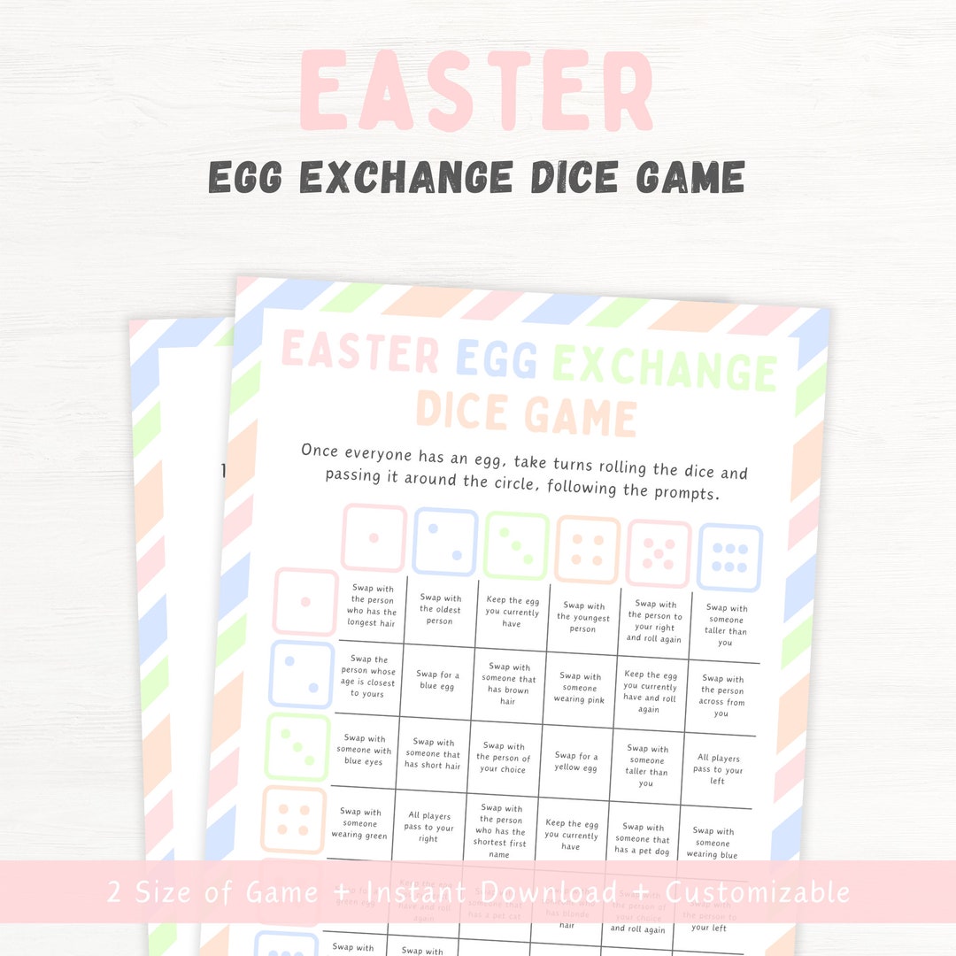 Easter Egg Exchange Dice Game, Printable Easter Games, Easter ...