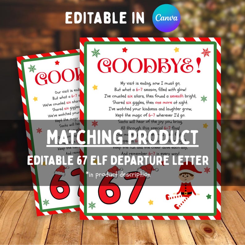 Editable 67 Elf Arrival Letter, Six Seven Trending Meme, I'm Back Elves ...
