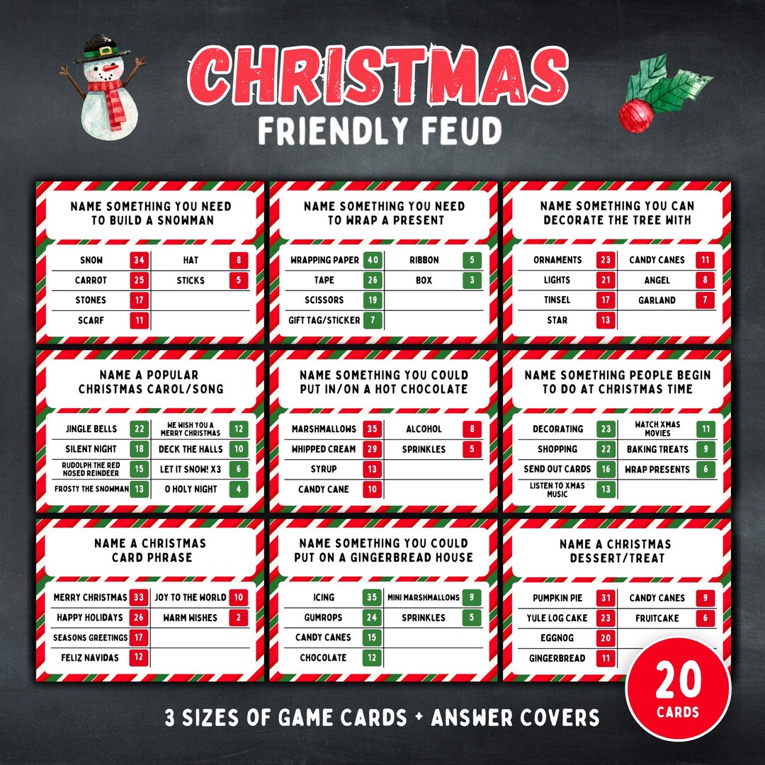 Christmas Friendly Feud Game, Christmas Activity for Kids and Adults ...