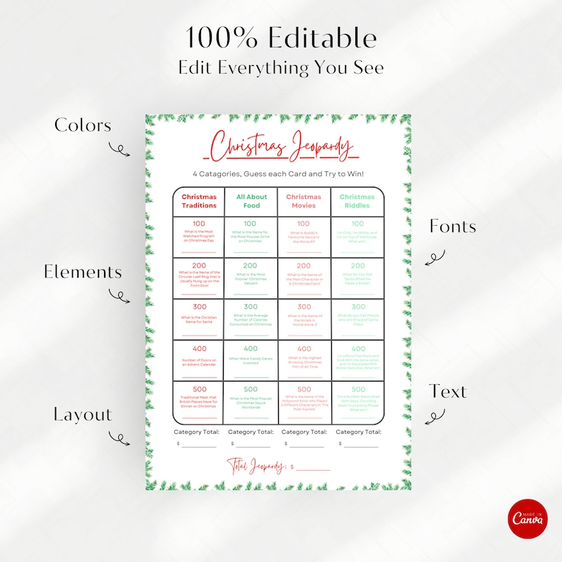 Christmas Jeopardy Game, Holiday Jeopardy Trivia Game, Christmas Family ...