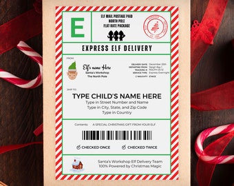 Elf Mail Shipping Labels, Elf Arrival Package, Gift Tag Template, North ...