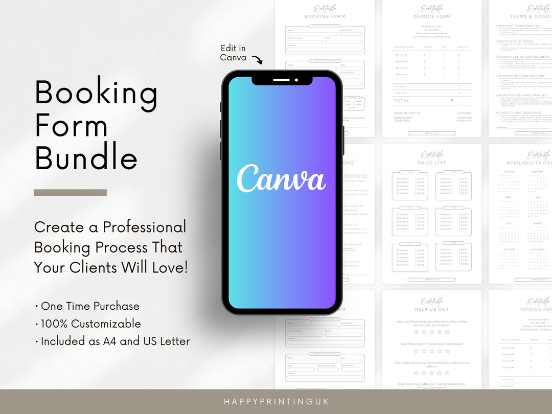 Booking Form Template Bundle for Arranging Appointments Organizer for ...