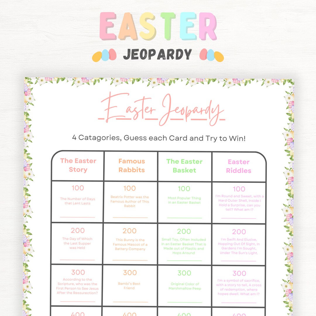 Easter Jeopardy Trivia Game, Easter Icebreaker Fun Activity, Printable ...