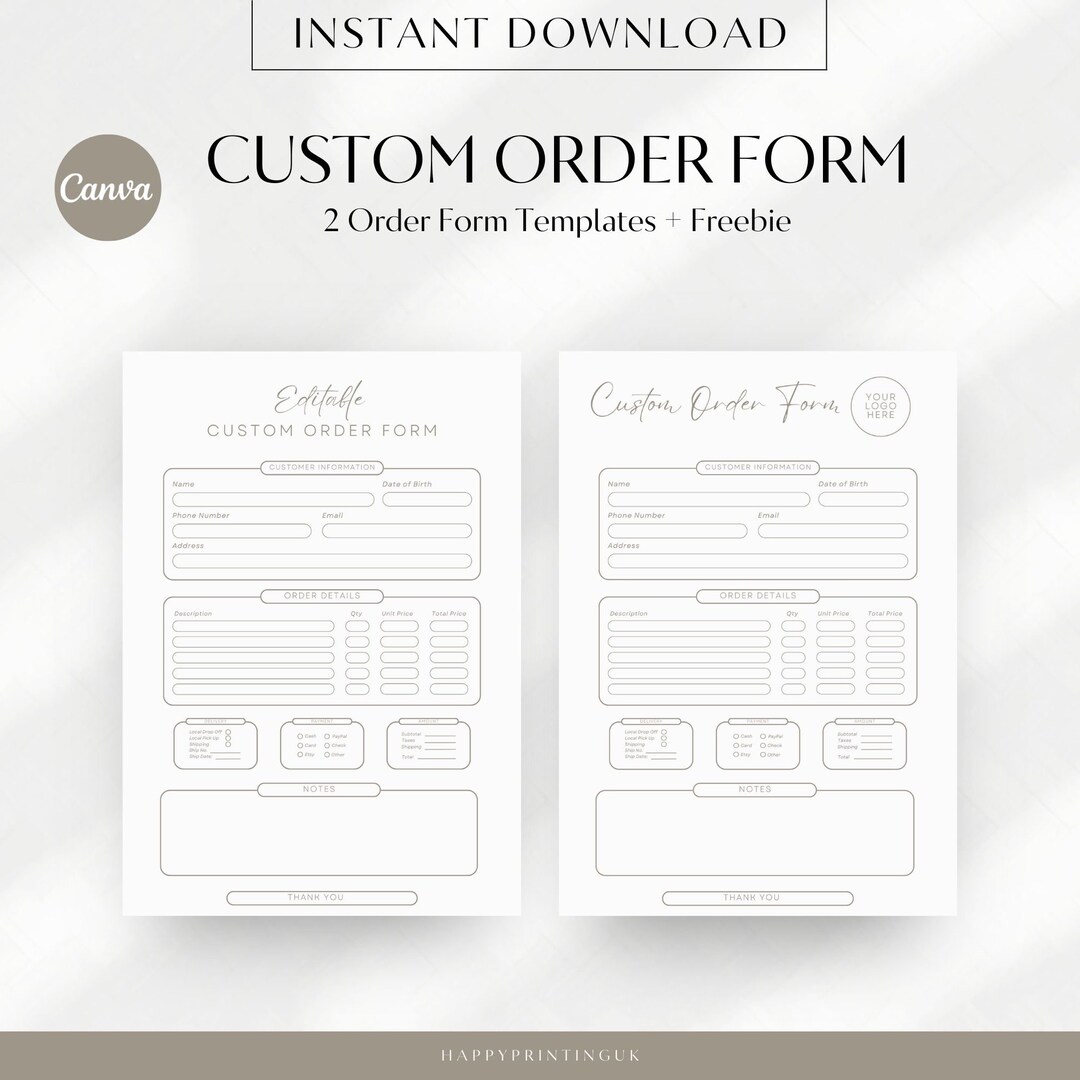 Editable Order Form, Order Form Template, Printable Order Form, Craft ...