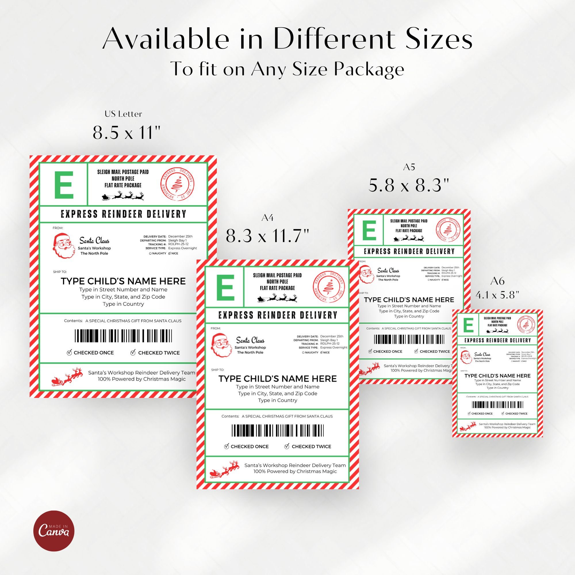 Elf Mail Shipping Labels, Elf Arrival Package, Gift Tag Template, North ...