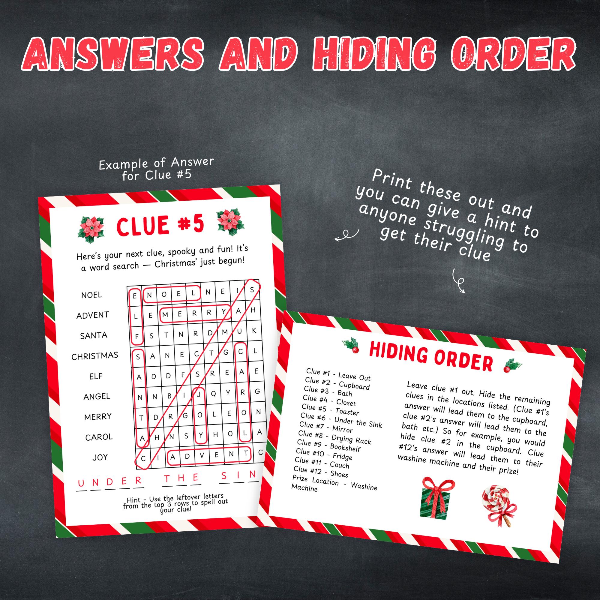 Indoor Christmas Scavenger Hunt, Christmas Printable Game for Kids ...