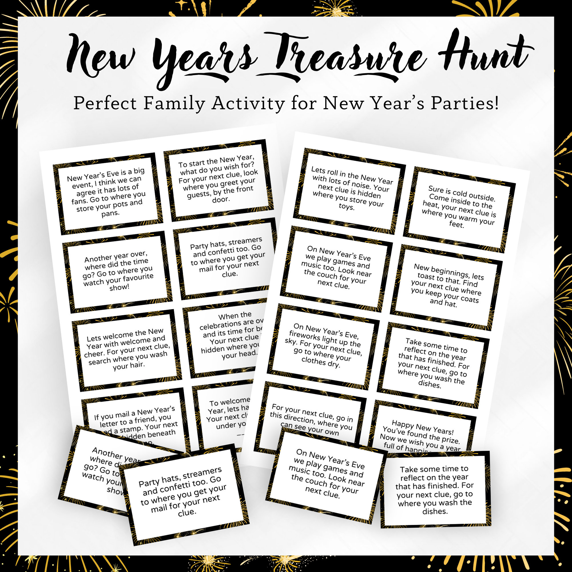 New Years Eve Scavenger Hunt Printable, New Year's Eve Treasure Hunt ...