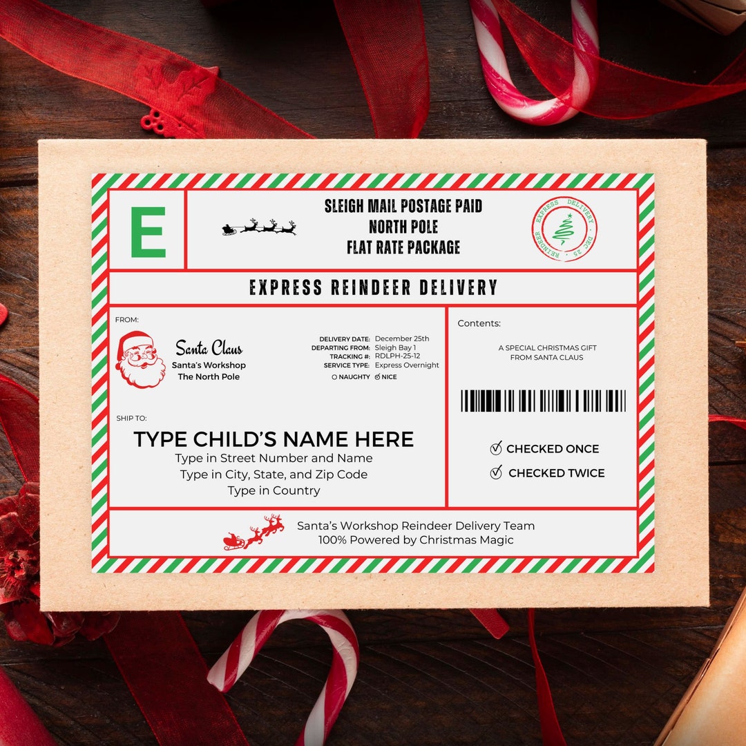 Elf Mail Shipping Labels, Elf Arrival Package, Gift Tag Template, North ...