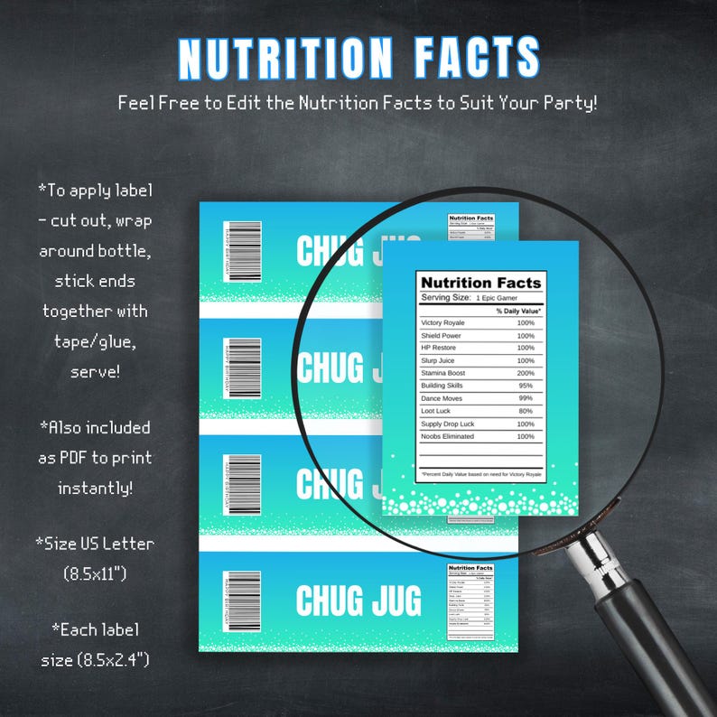 Printable Gamer Chug Labels, Bottle Tags, Editable DIY Birthday, Video ...