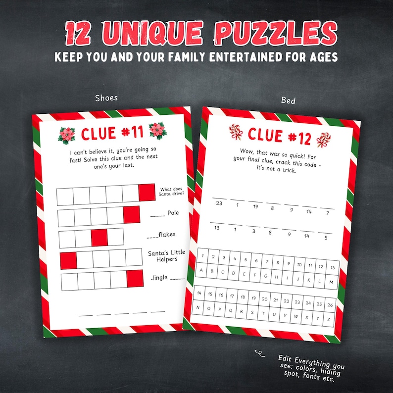 Indoor Christmas Scavenger Hunt, Christmas Printable Game for Kids ...