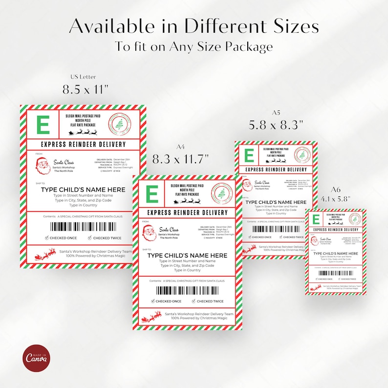 Elf Mail Shipping Labels, Elf Arrival Package, Gift Tag Template, North ...