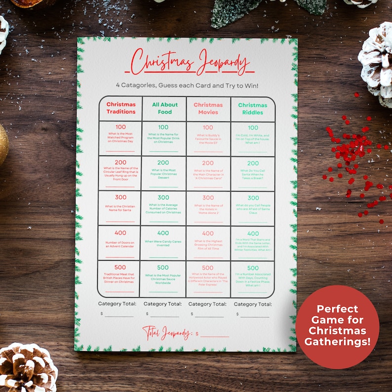 Christmas Jeopardy Game, Holiday Jeopardy Trivia Game, Christmas Family ...
