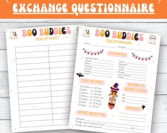 Printable Halloween Gift Exchange Questionnaire, Spooky Sister Survey ...