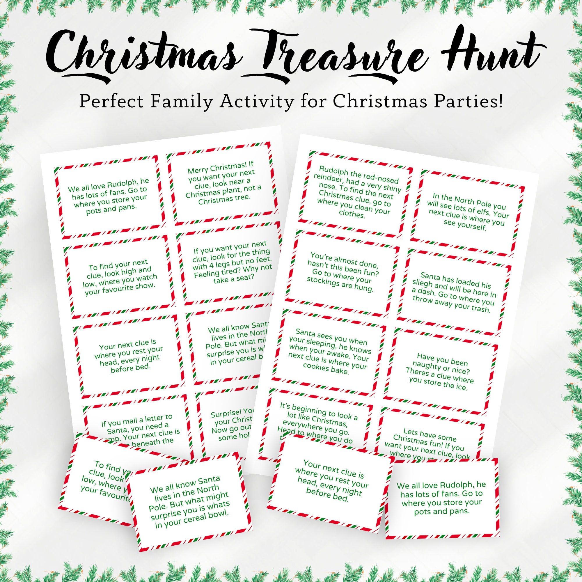 Christmas Scavenger Hunt Printable Game for Kids Treasure Hunt Clues ...