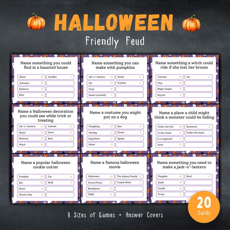 Halloween Friendly Feud Game Printable, Halloween Party Games for ...