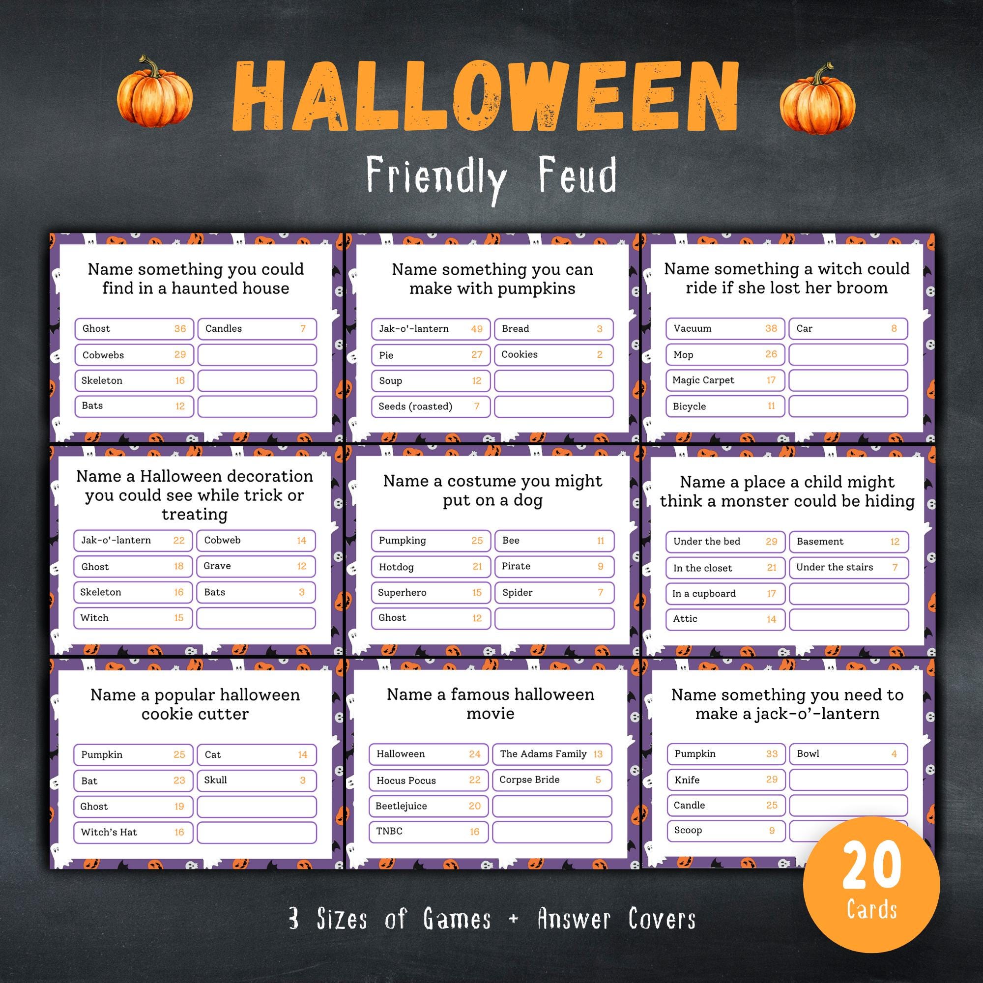 Halloween Friendly Feud Game Printable, Halloween Party Games for ...