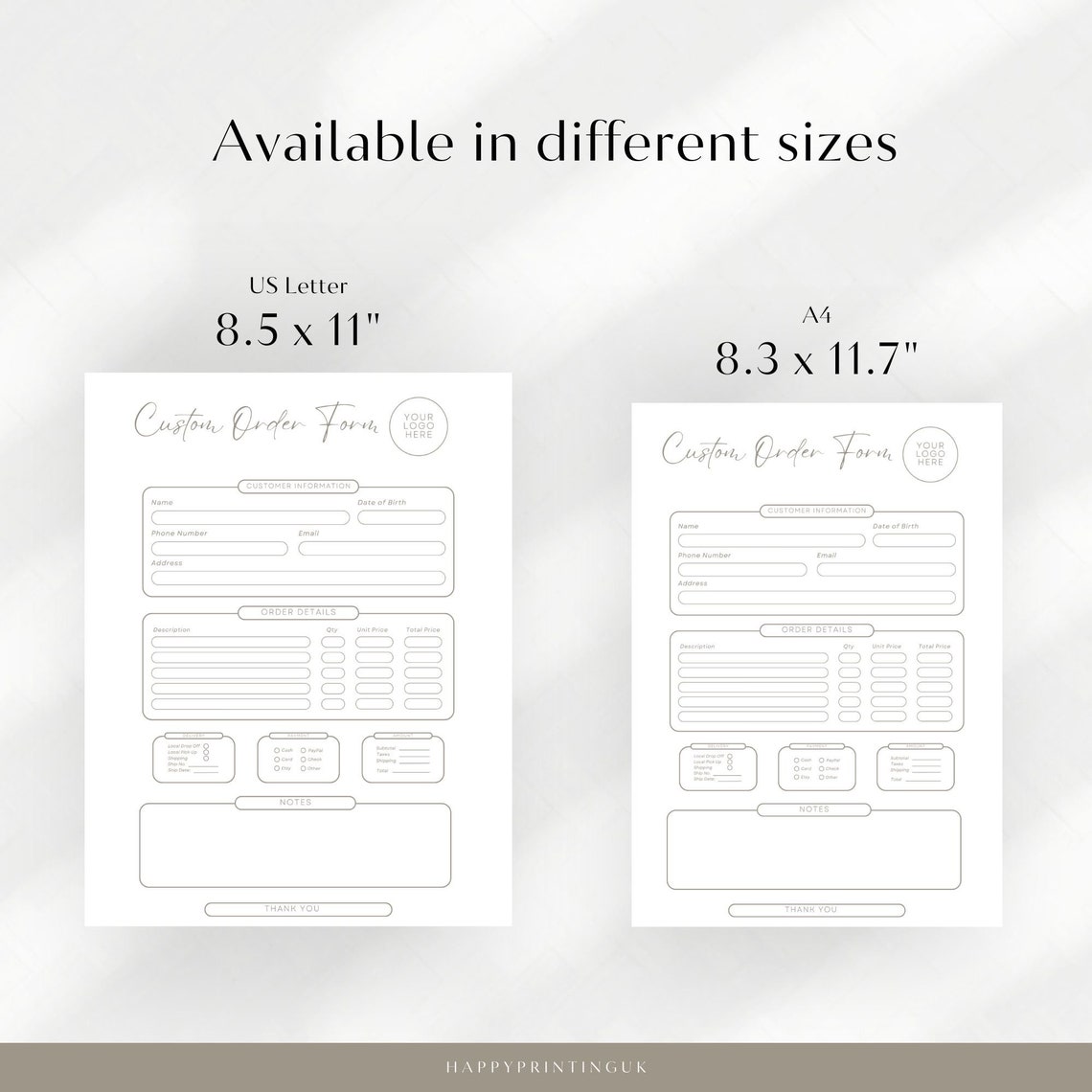 Editable Order Form Order Form Template Printable Order - Etsy