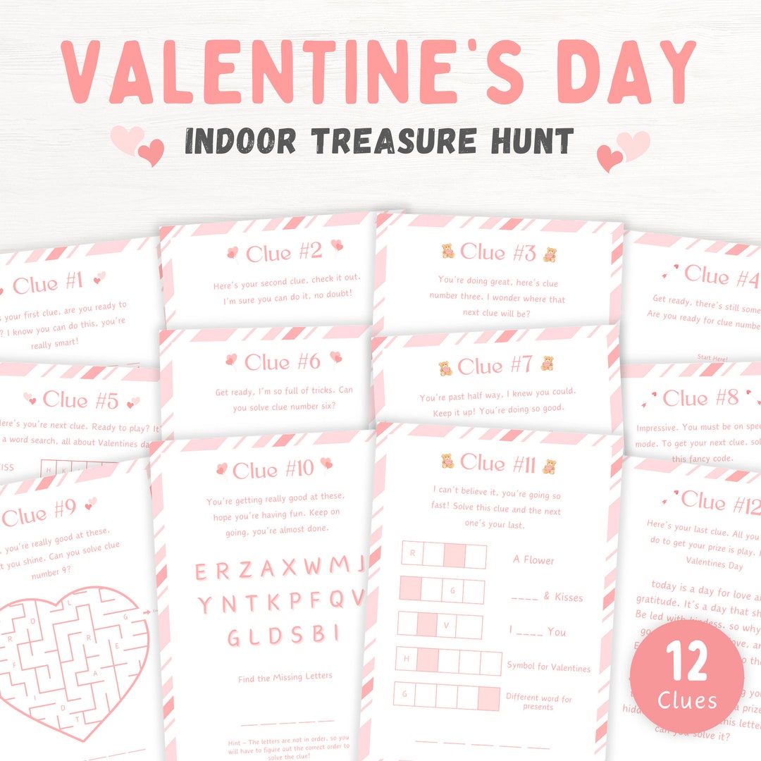 Indoor Valentine's Day Treasure Hunt for Older Kids, Valentine's Day ...