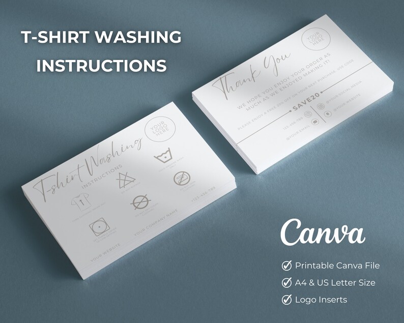 Editable Printable Clothing Care Cards Washing Instructions - Etsy México