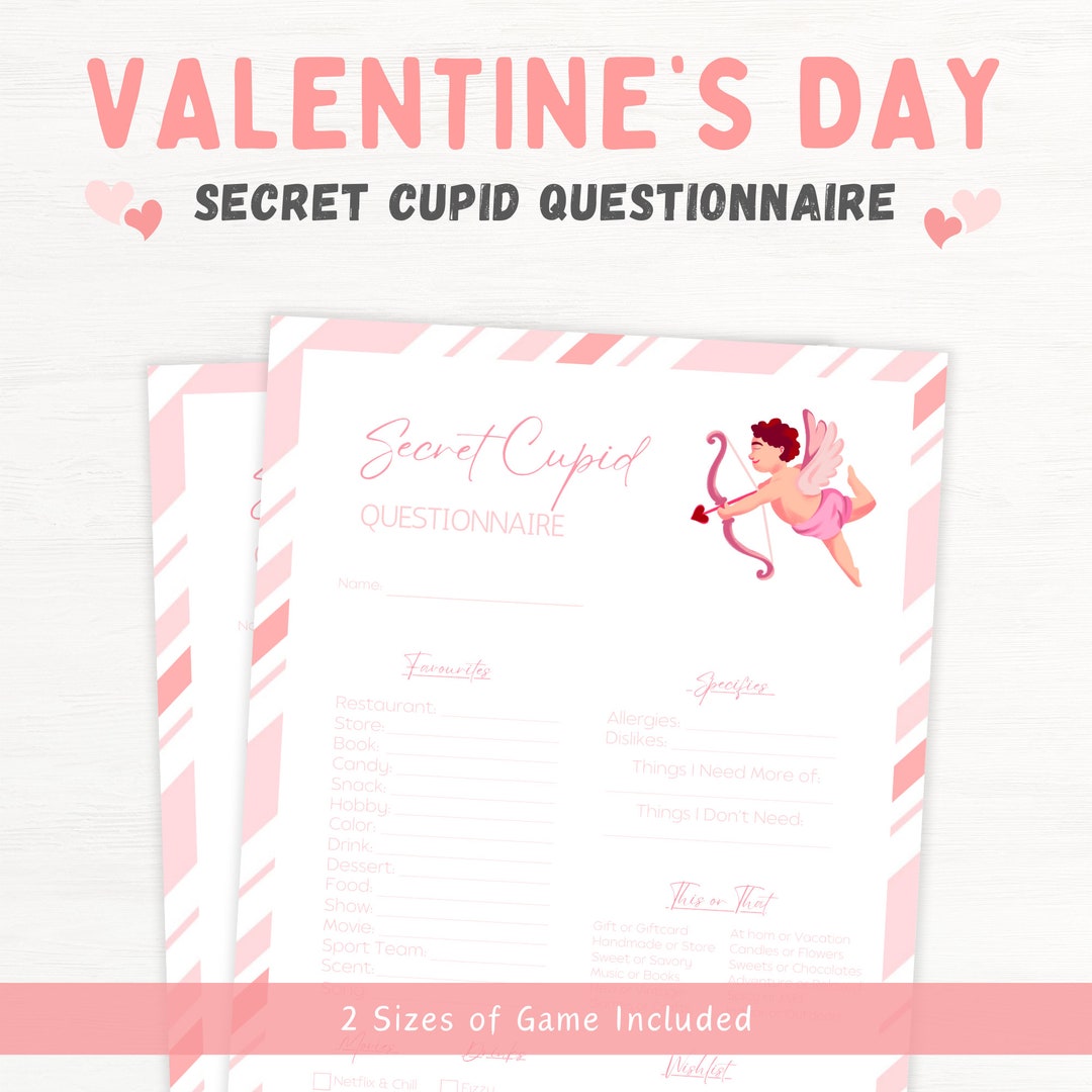 Secret Cupid Questionnaire Printable, Valentine's Gift Exchange, Gift ...