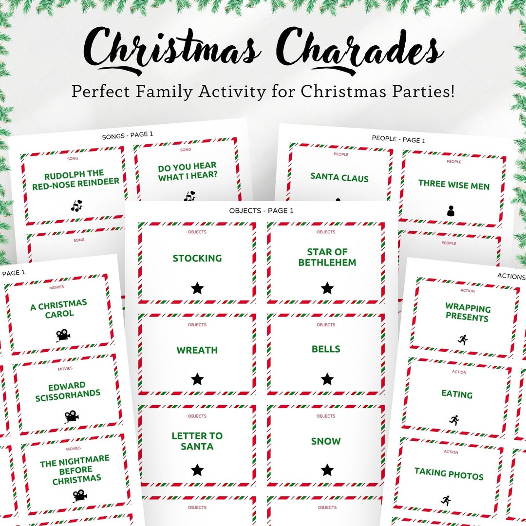 Christmas Charades for Kids Christmas Activity Printable Party Game ...