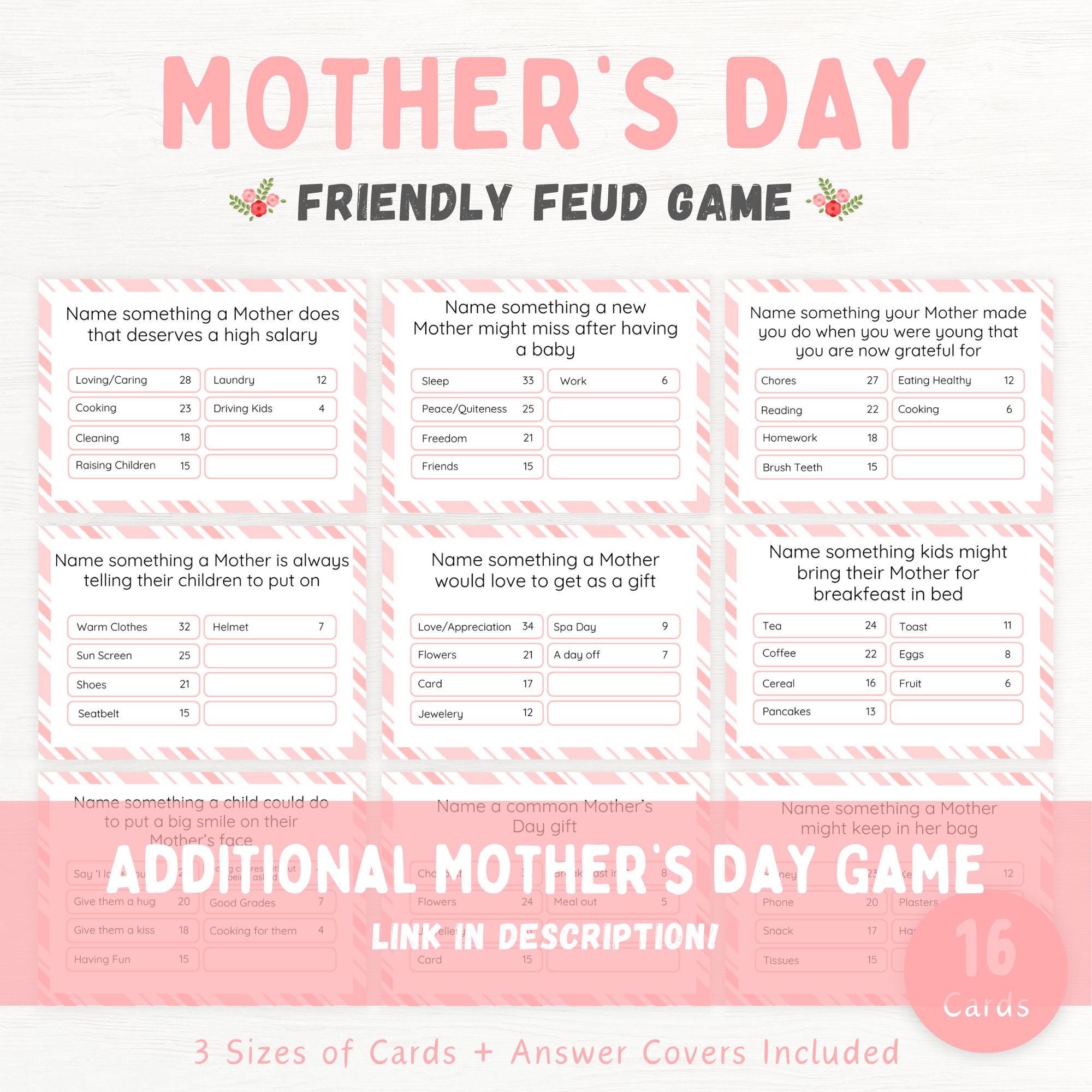Mother's Day Friendly Feud Game, Mother's Day Trivia Game, Printable ...