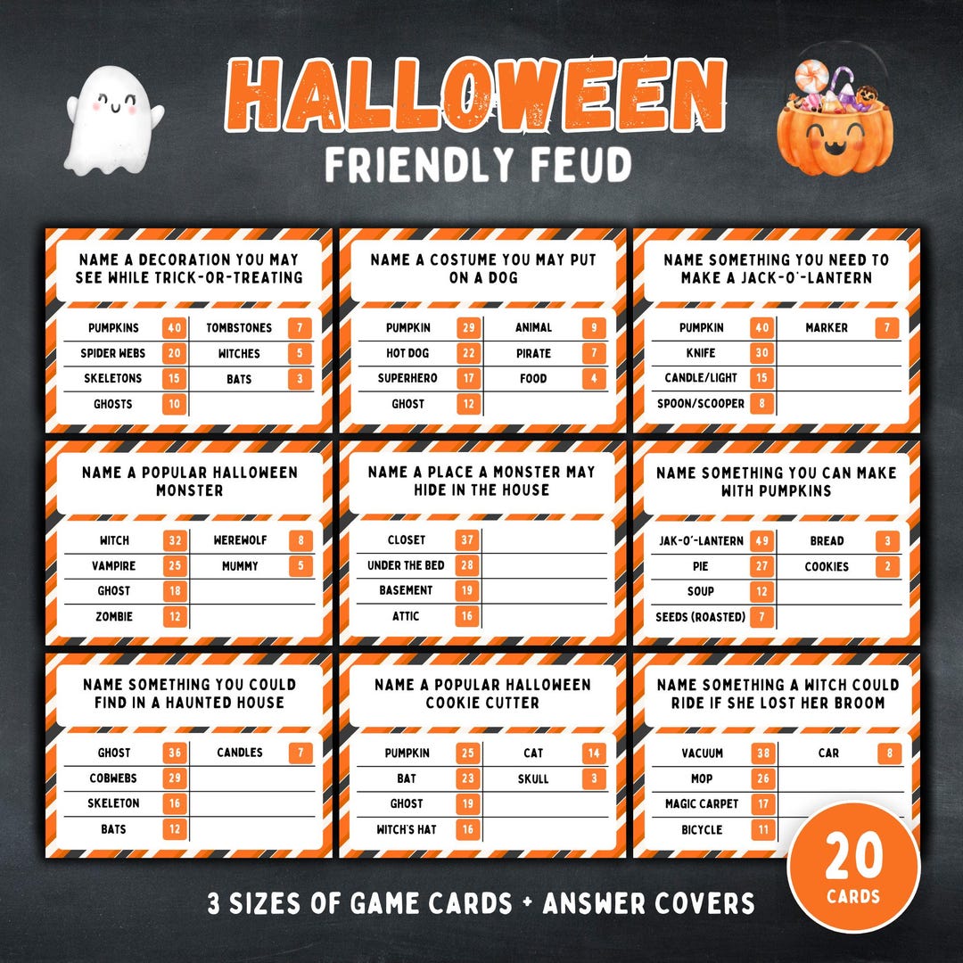 Halloween Friendly Feud Game Printable, Halloween Party Games for ...