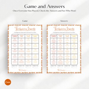 Thanksgiving Jeopardy Game for Family Activity for Friendsgiving Party ...