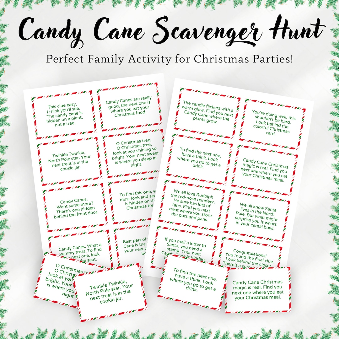 Candy Cane Treasure Hunt for Christmas Candy Cane Party Games Scavenger ...