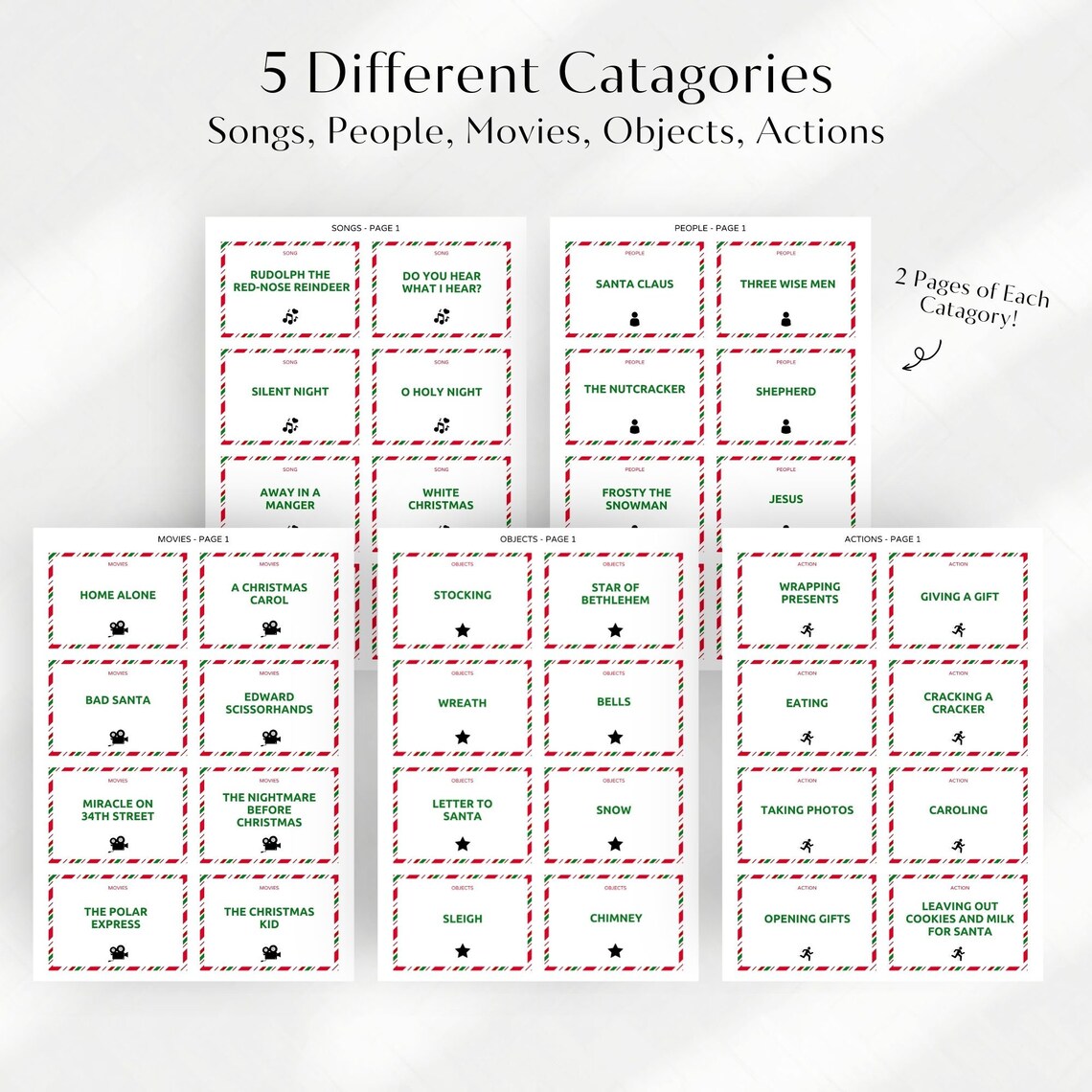 Christmas Charades for Kids Christmas Activity Printable Party Game ...