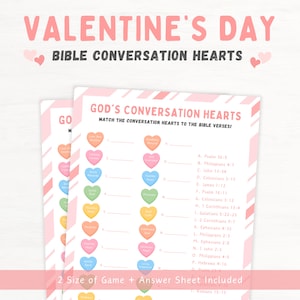 God's Conversation Hearts Bible Match Game, Valentine Bible Match Party ...