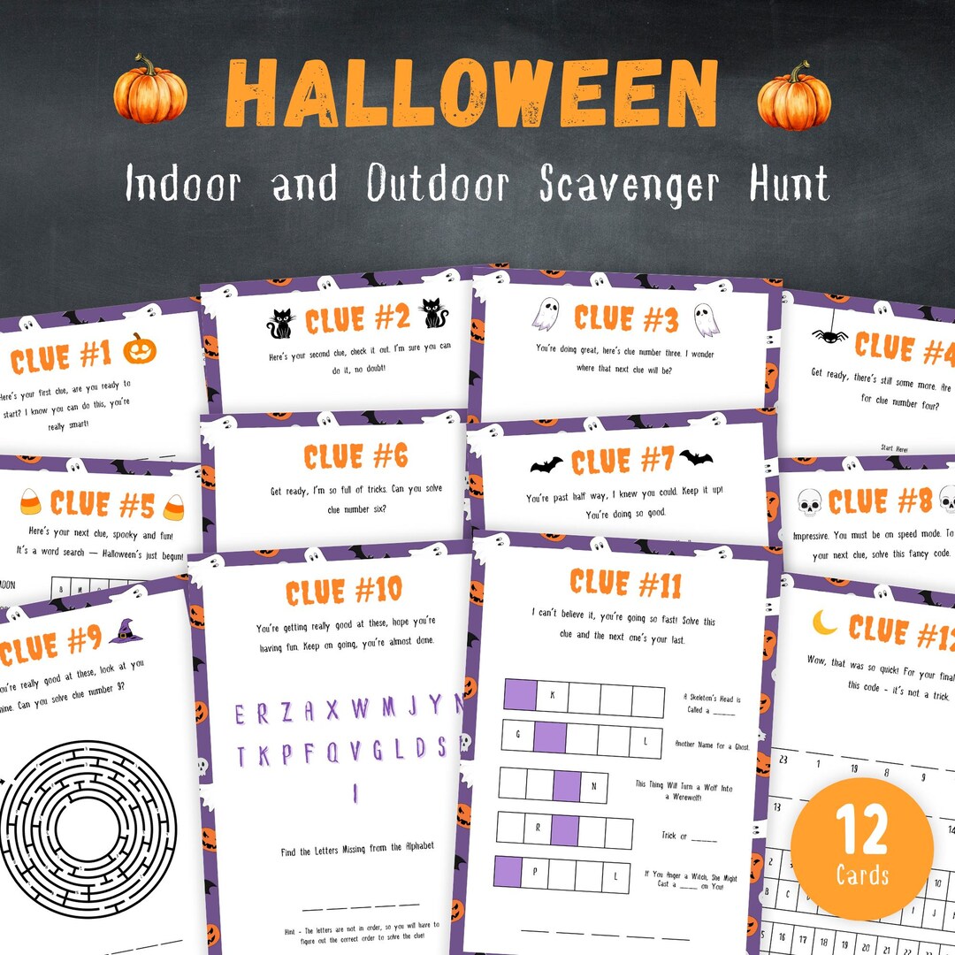Halloween Scavenger Hunt, Indoor and Outdoor Treasure Hunt, Halloween ...