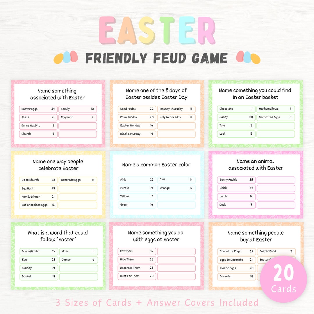 Easter Friendly Feud Trivia Game, Easter Party Game Night, Printable ...