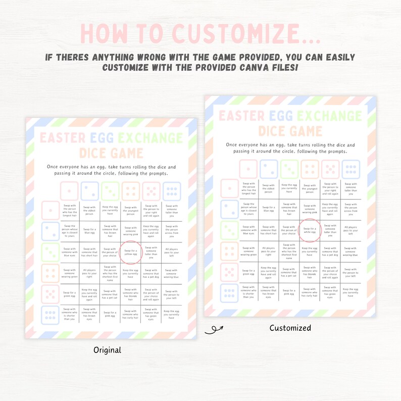 Easter Egg Exchange Dice Game, Printable Easter Games, Easter ...