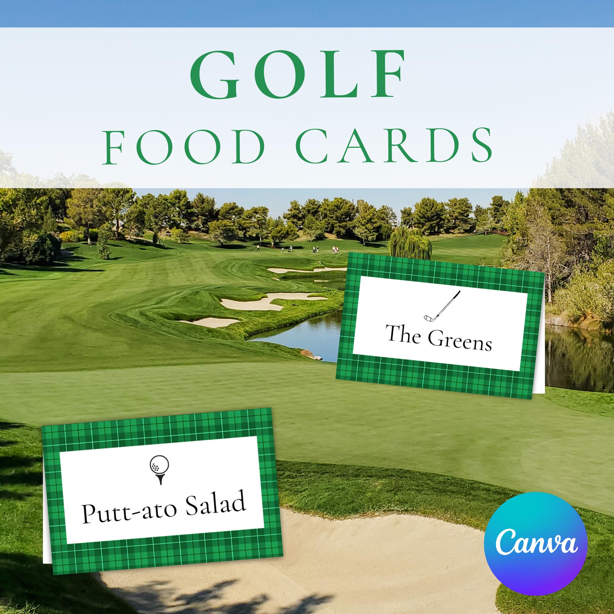 Dark Green Gingham Golf Buffet Card, Food Tent Place Card, Mastered ...