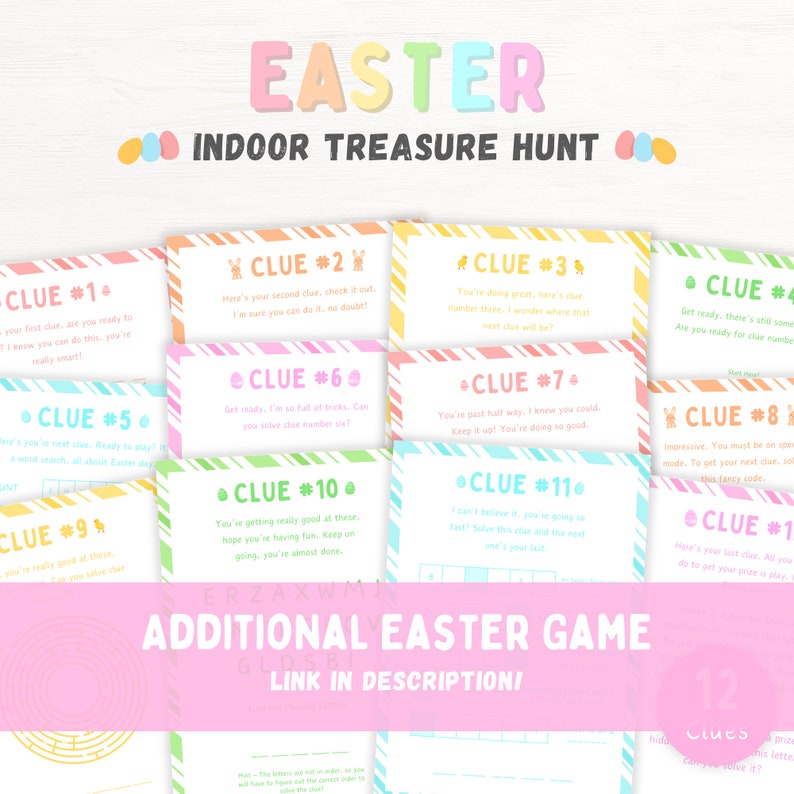 Easter Indoor and Outdoor Scavenger Hunt for Kids, Treasure Hunt Game ...