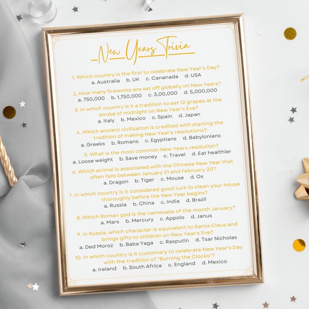 New Years Trivia Game, New Years Eve Trivia Game 2024, Printable New ...