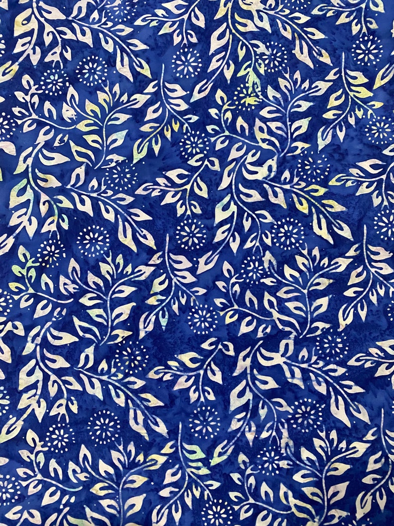 Royal Blue Leaf Pattern Batik Fabric - Etsy