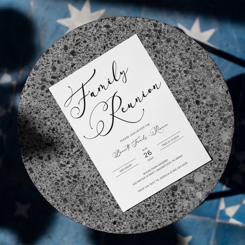 Minimalist Family Reunion Editable Customizable Invitation Card | 5 X 7 ...