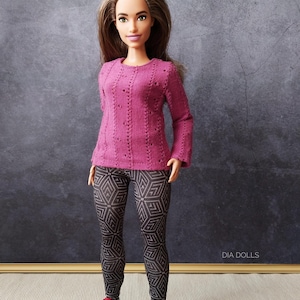Leggings and Long Sleeve T-shirt for Doll, Outfit for Curvy Doll ...