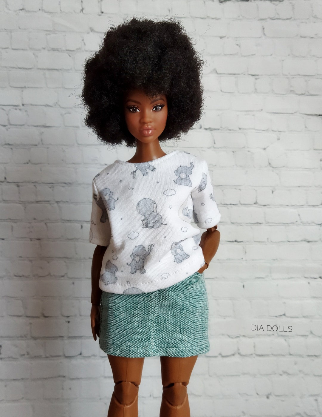 Set of Clothes for Dolls, Skirt and T-shirt for Doll, Outfit for Curvy ...