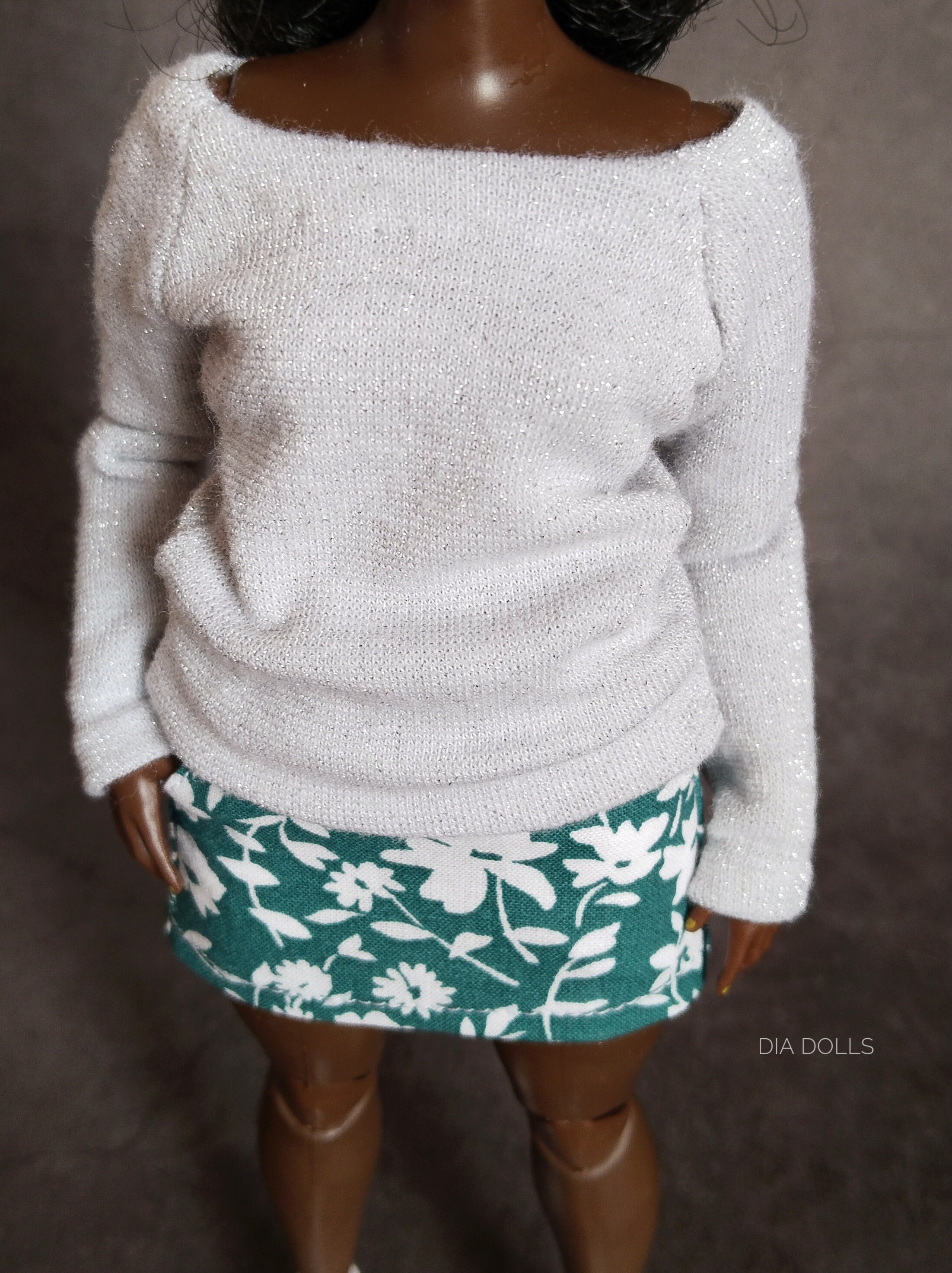 Skirt and Sweater for Curvy Doll, Clothes for Doll 1/6 Size, 12 Doll ...