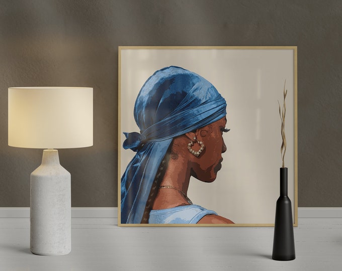 Black Woman Durag Art |black Art Poster | Wall Art | Black Artist Print ...