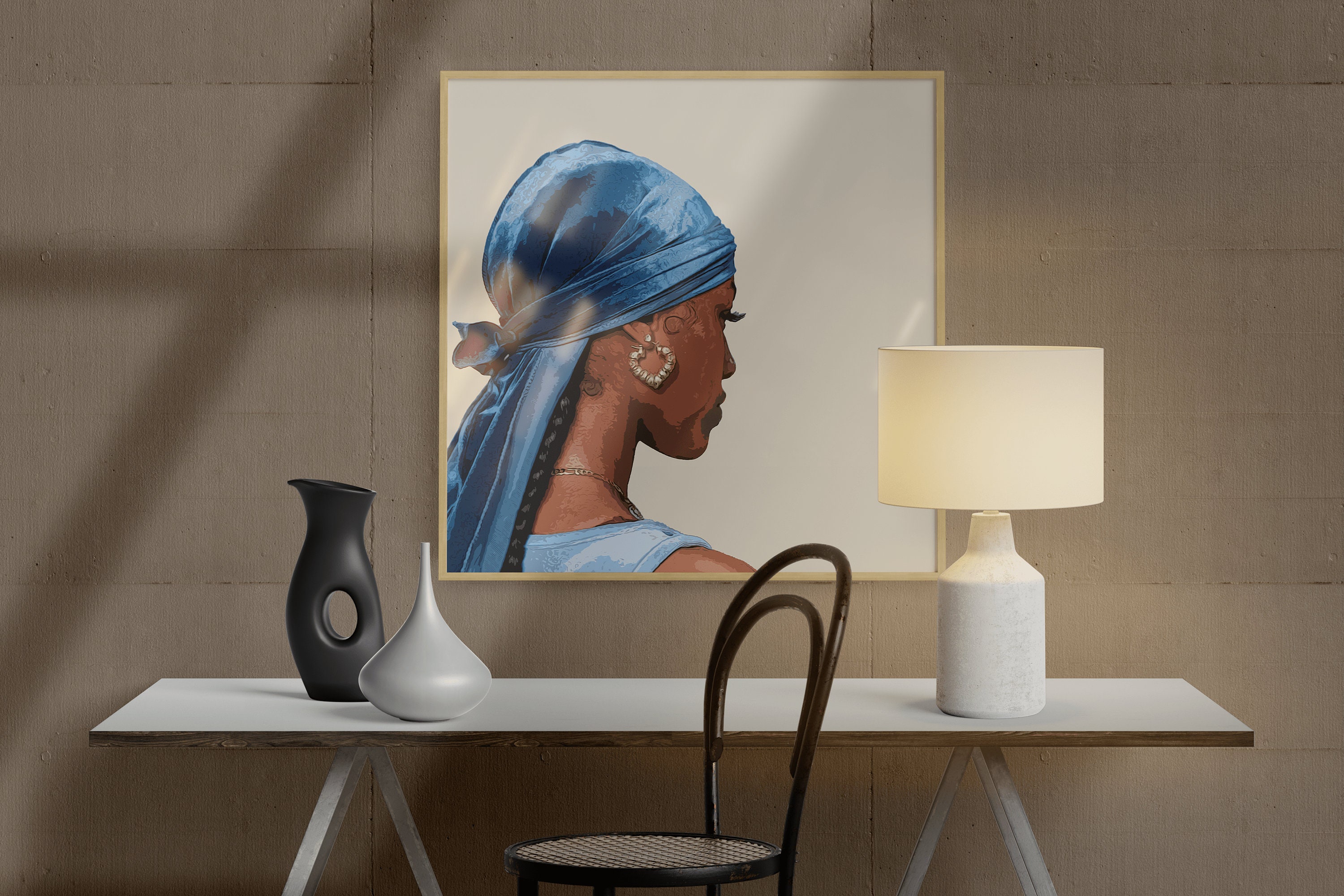 Black Woman Durag Art black Art Poster Wall Art Black Artist Print Wall ...