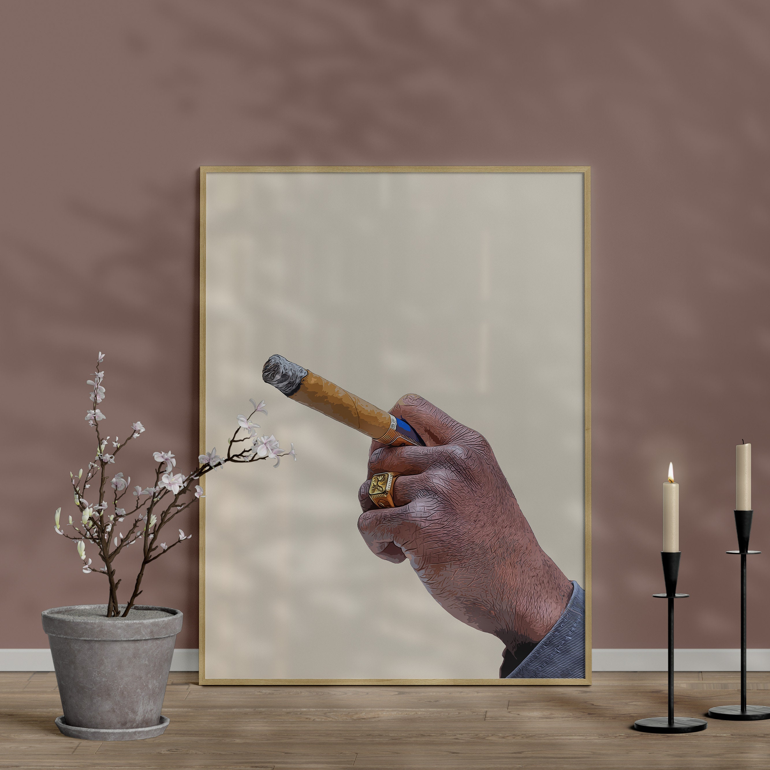 Black Hand Cigar Art | Black Art Poster | Wall Art | Black Artist Print ...