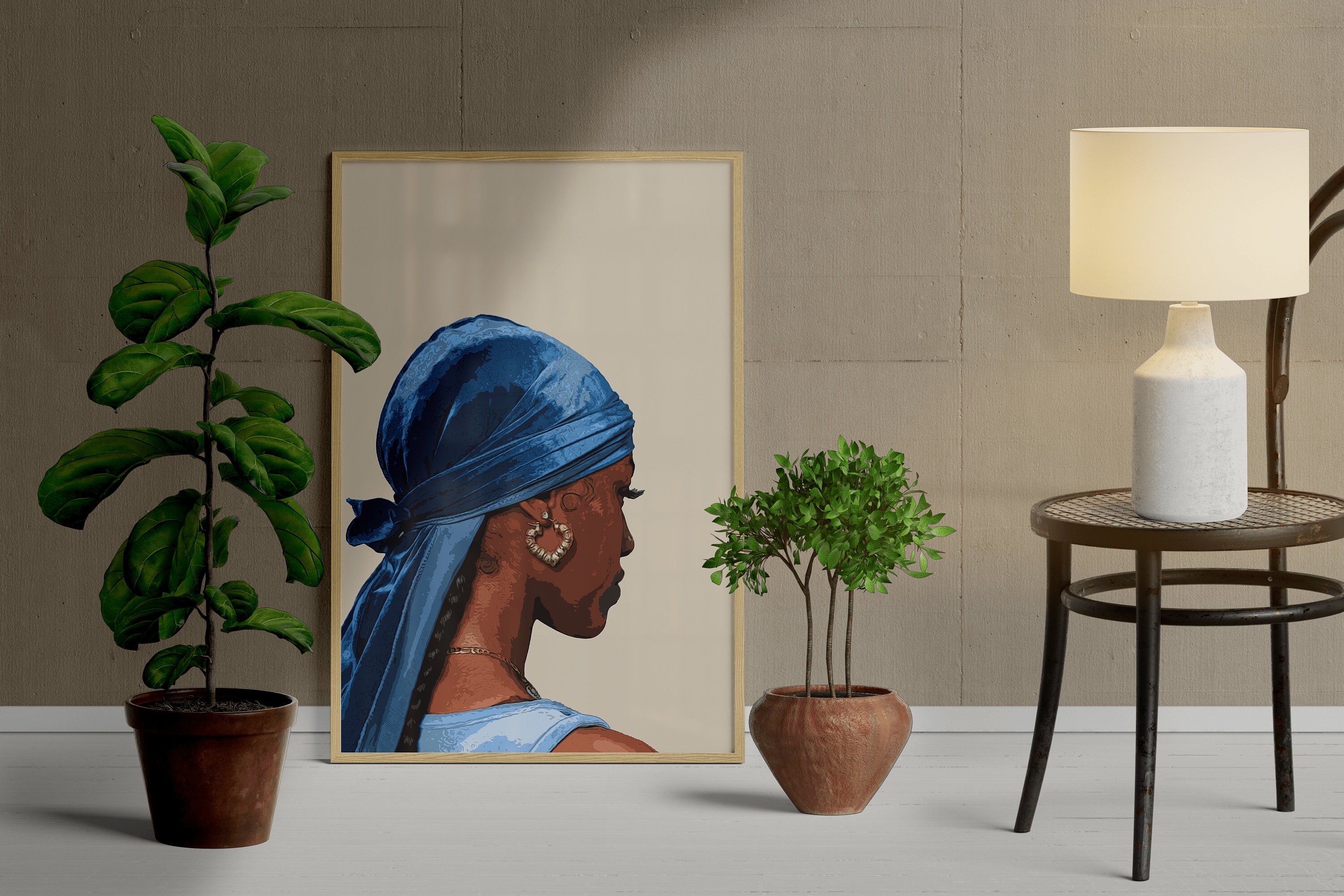 Black Woman Durag Art black Art Poster Wall Art Black Artist Print Wall ...