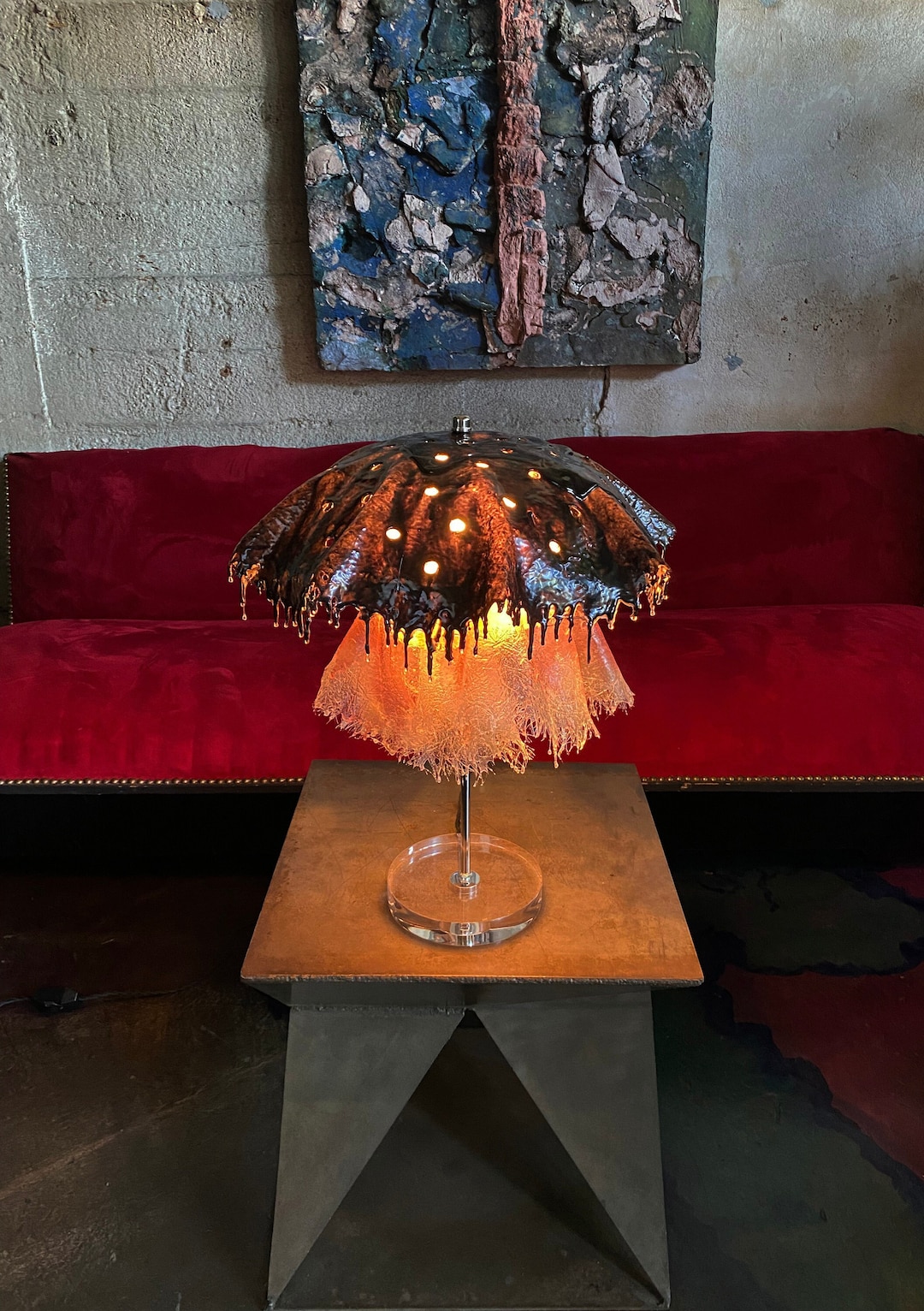 The NENA Lamp. Handcrafted Mushroom Table Lamp. One-of-a-kind Drip Lamp ...