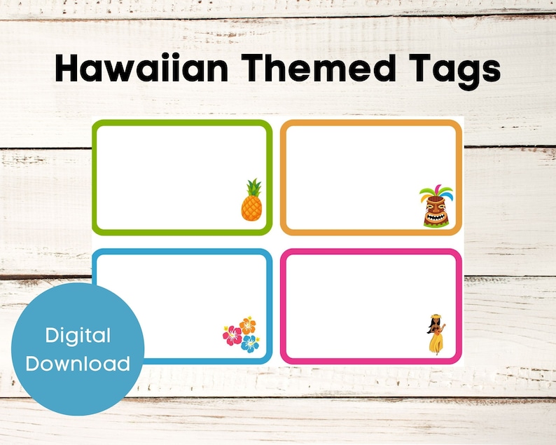 Hawaiian Themed Food Tags Luau Party Decor Luau Food Labels Summer ...