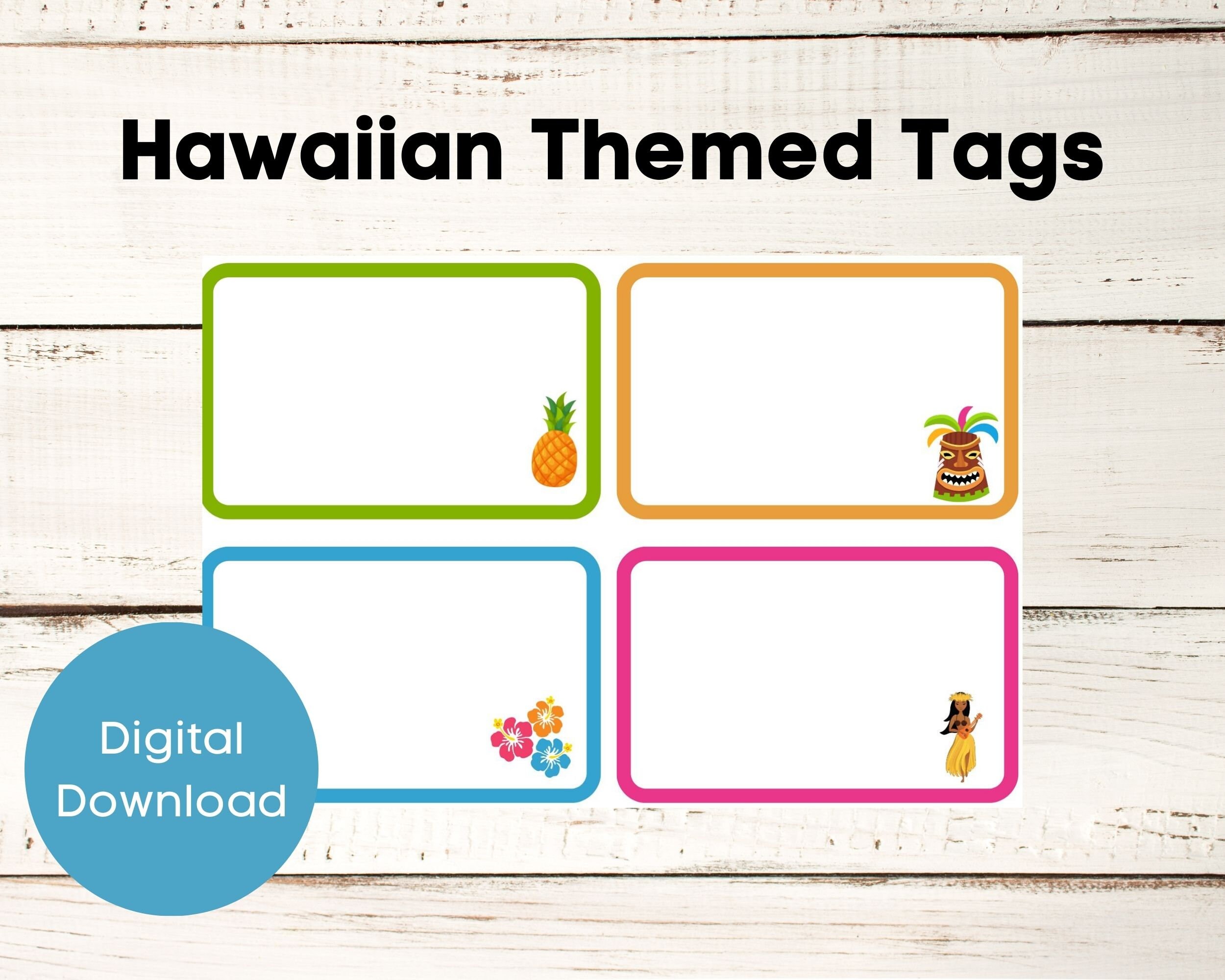 Hawaiian Themed Food Tags Luau Party Decor Luau Food Labels Summer ...