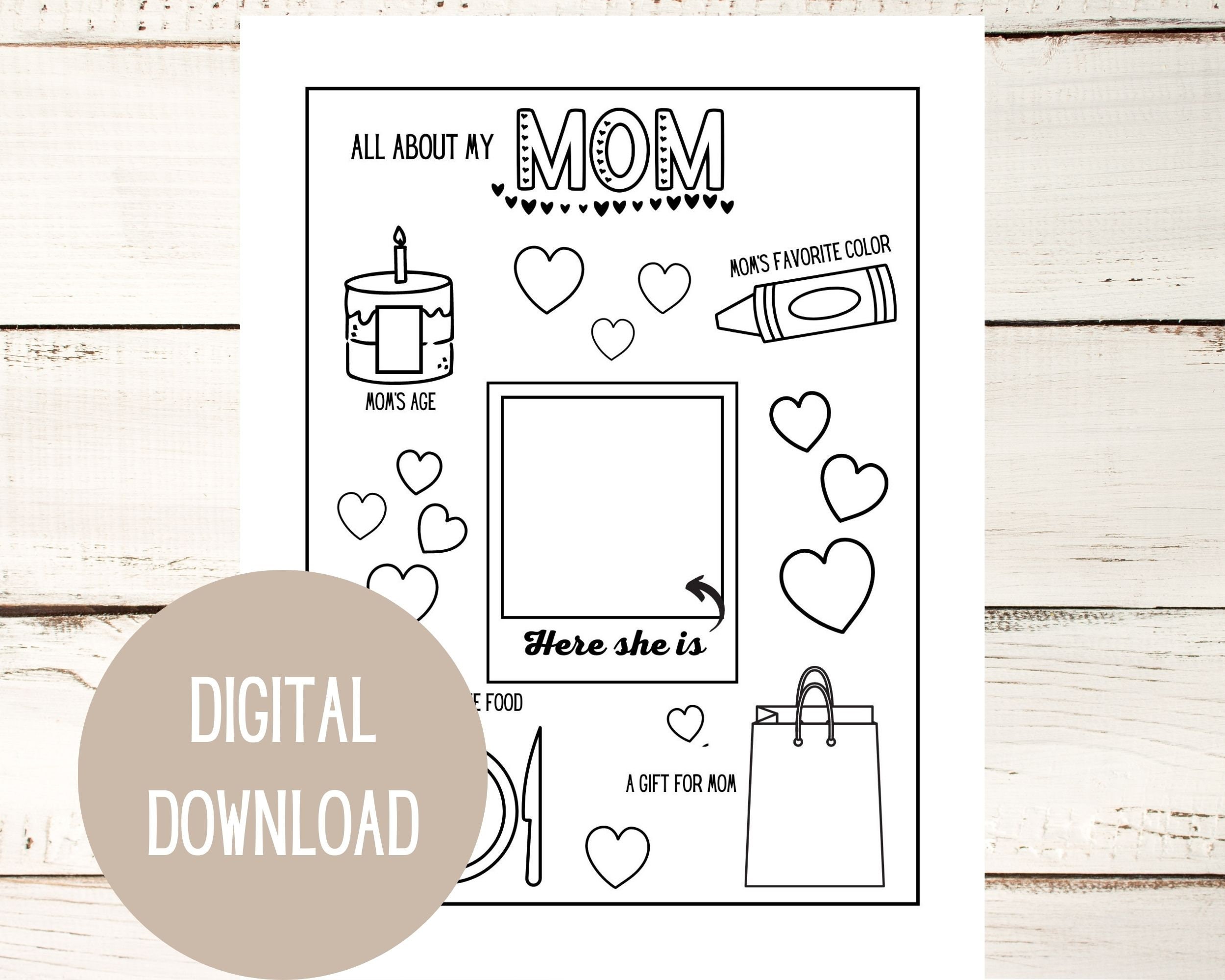 All About Mom Poster Mother's Day Card From Child Classroom Teacher ...